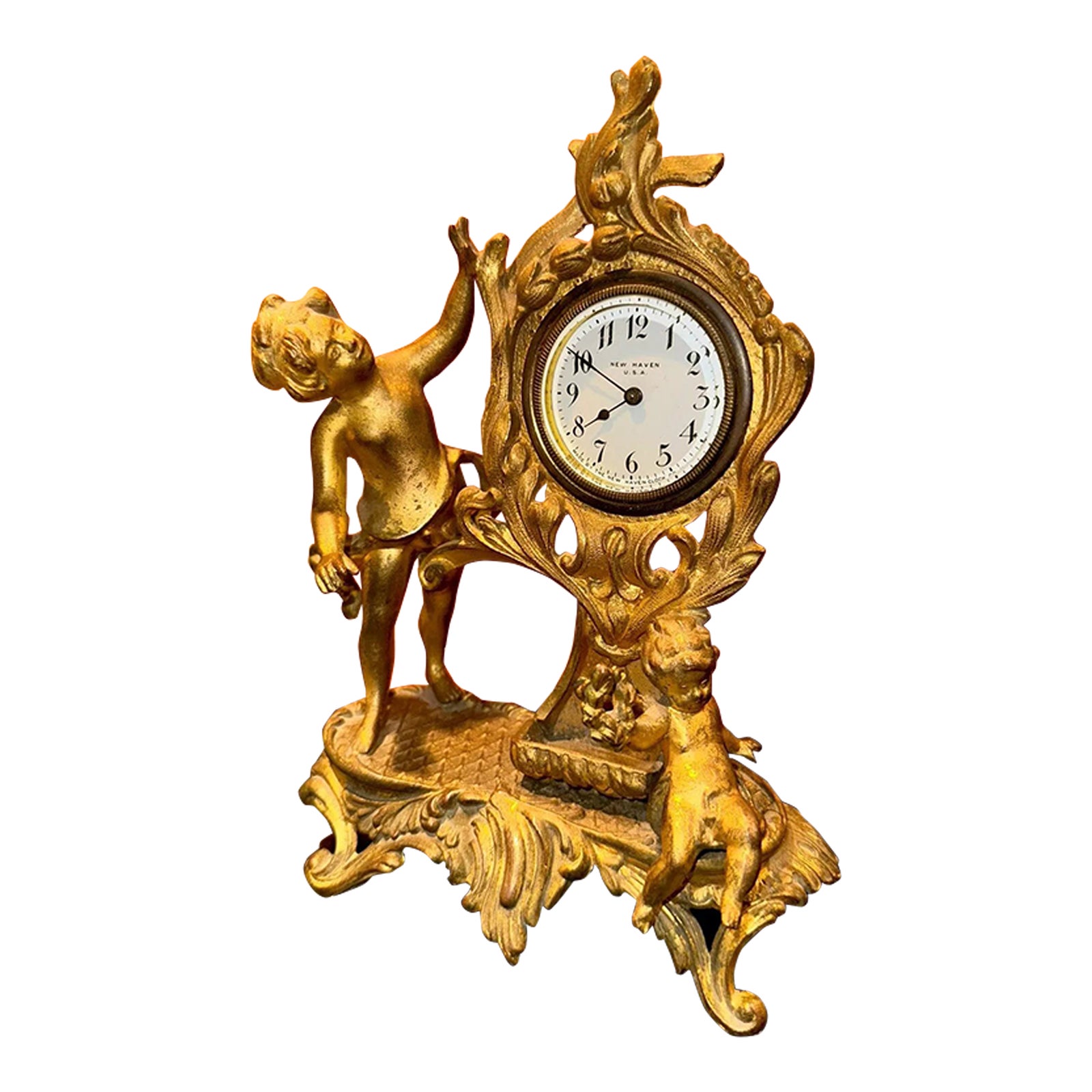 19th Century Figural Victorian Desk Clock by New Haven | Chairish