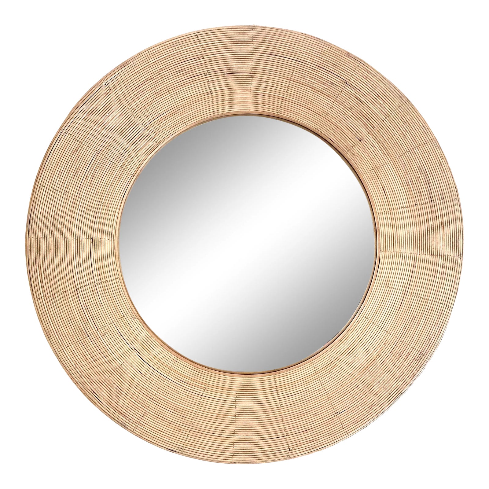 Round Koa Rattan Wrapped Mirror | Chairish