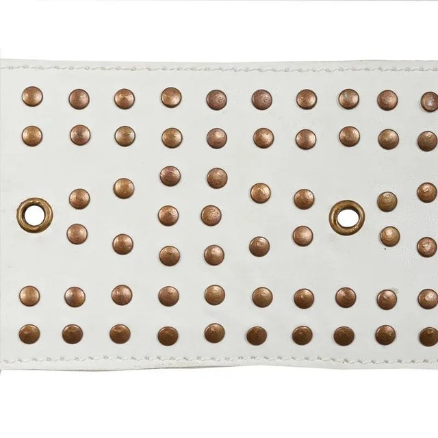 Sample - Schumacher Studded Leather Trim in Ivory | Chairish