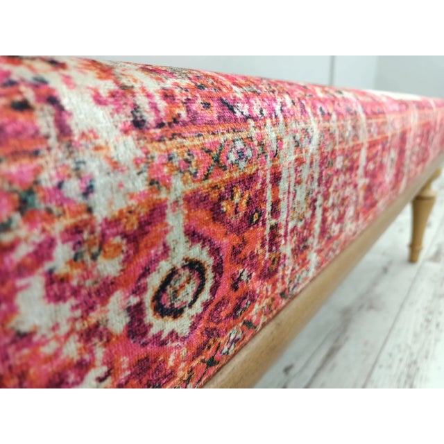 Handmade Red Rug Upholstered Bench | Chairish