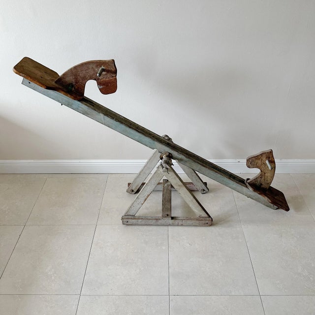 Vintage Folk Art Wood See-Saw | Chairish