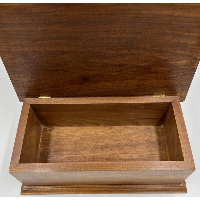 Mid Century Hardwood Jewelry Tabletop Box Brass Hardware Hinged Lid ...