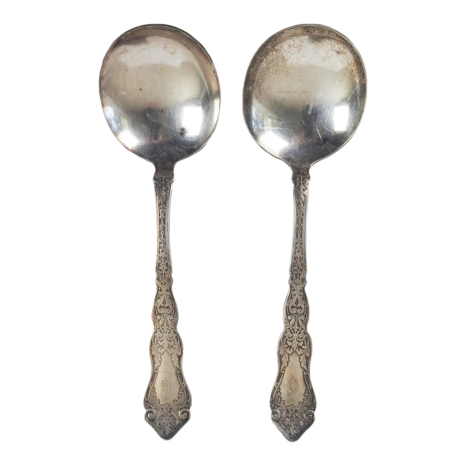 Antique Silverplate Soup or Serving Spoons - a Pair | Chairish