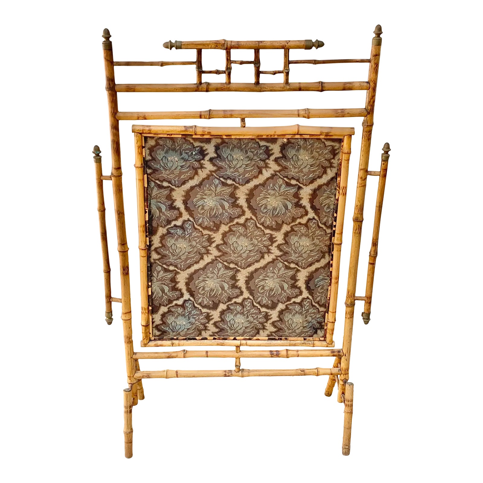 Antique Tortoise Bamboo Revolving Fireplace Screen | Chairish