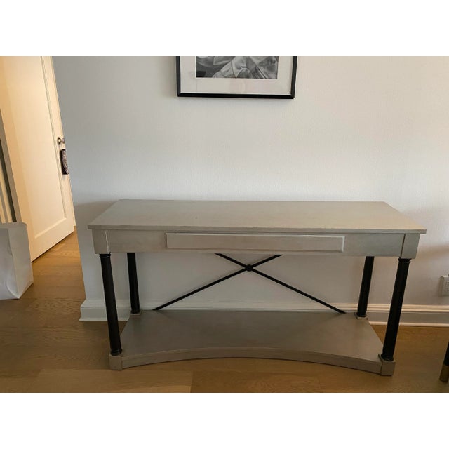 Ethan Allen Lacquered Mid Century Modern Console Table | Chairish