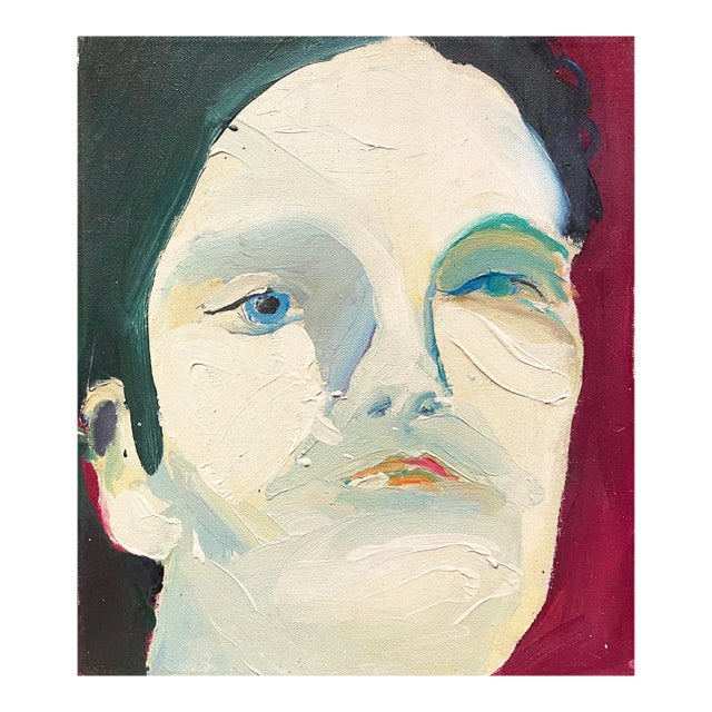 'Woman in Jade and Blue', 1980s American School | Chairish