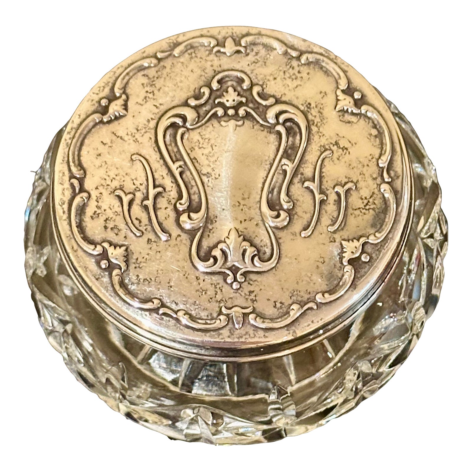 Vintage Gotham Glass Powder/Trinket Jar With Silverplate Lid | Chairish