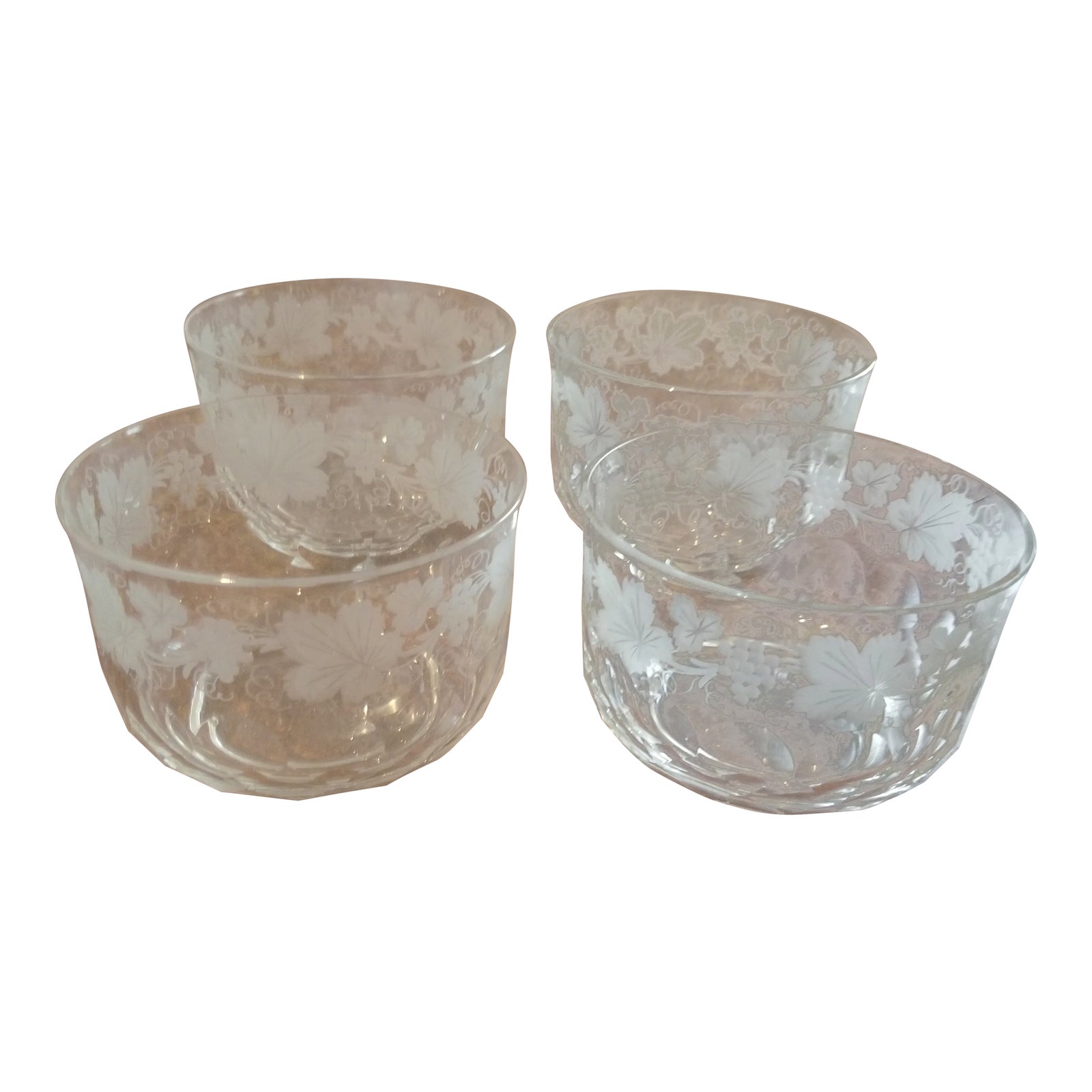 Set of Four Early 19th Century Etched Finger Bowls | Chairish