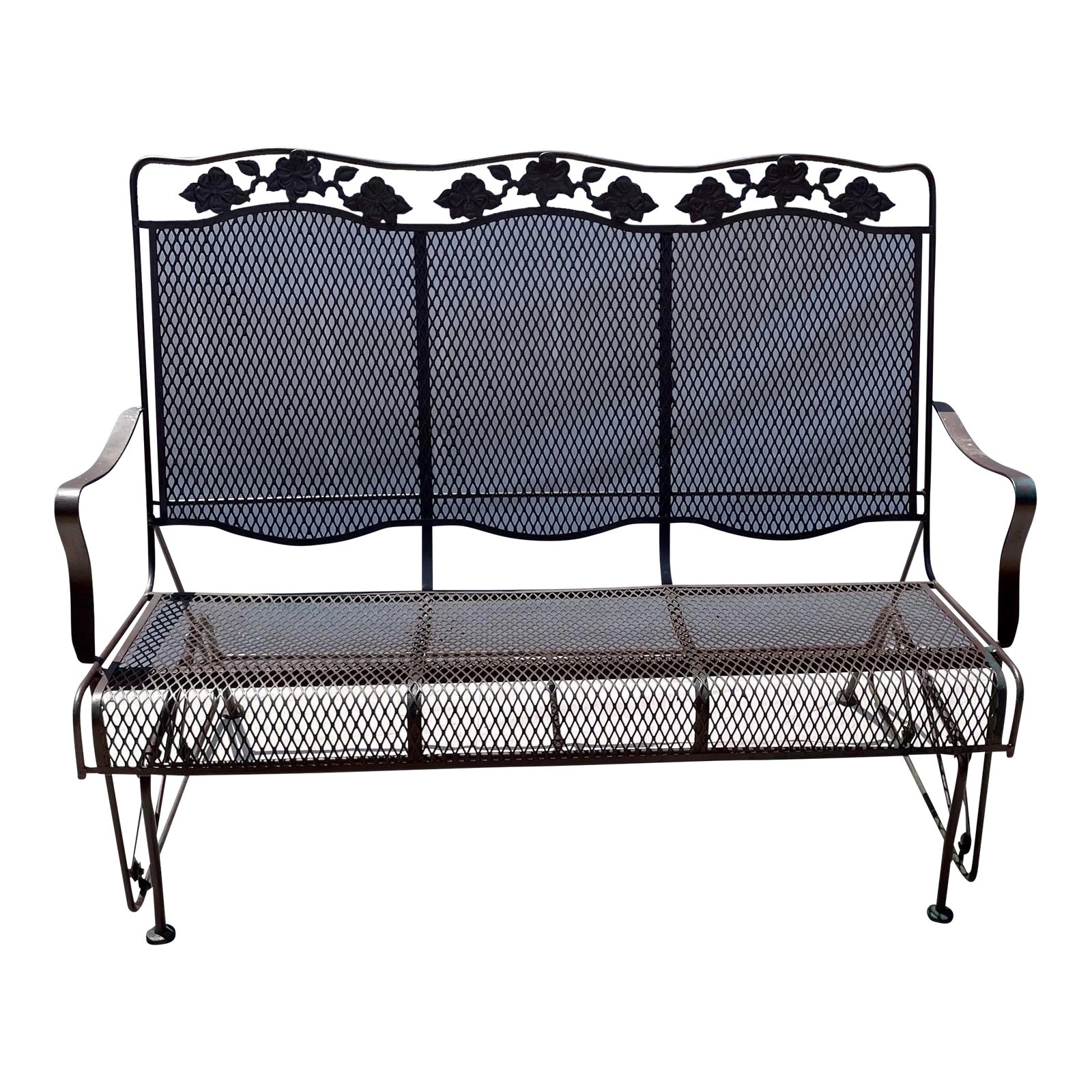 Vintage 3 Seater Wrought Iron Garden Patio Bench Glider Couch Dogwood Rocker Chairish