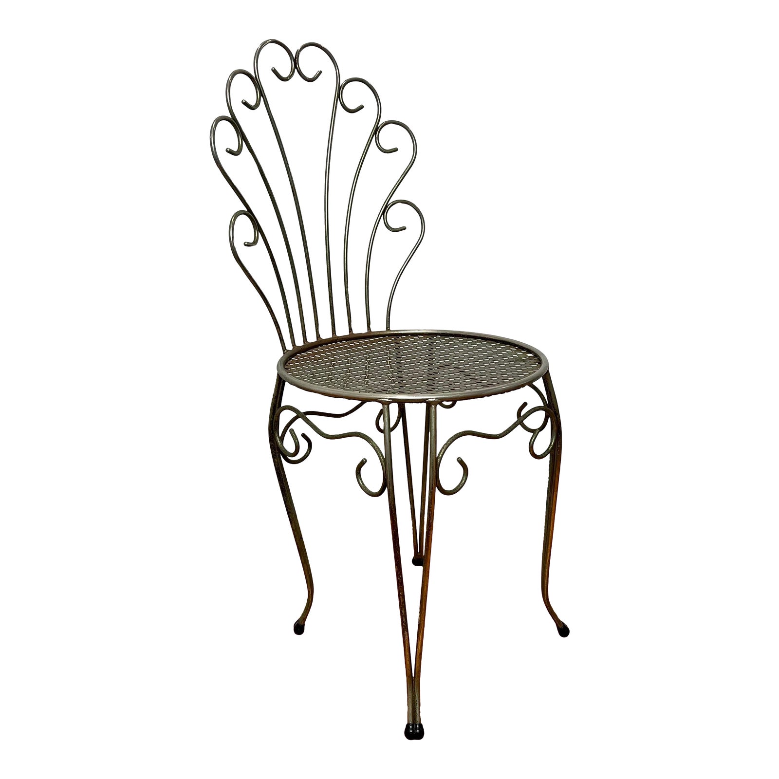 Vintage Hollywood Regency Worked Metal Outdoor Garden Chair | Chairish