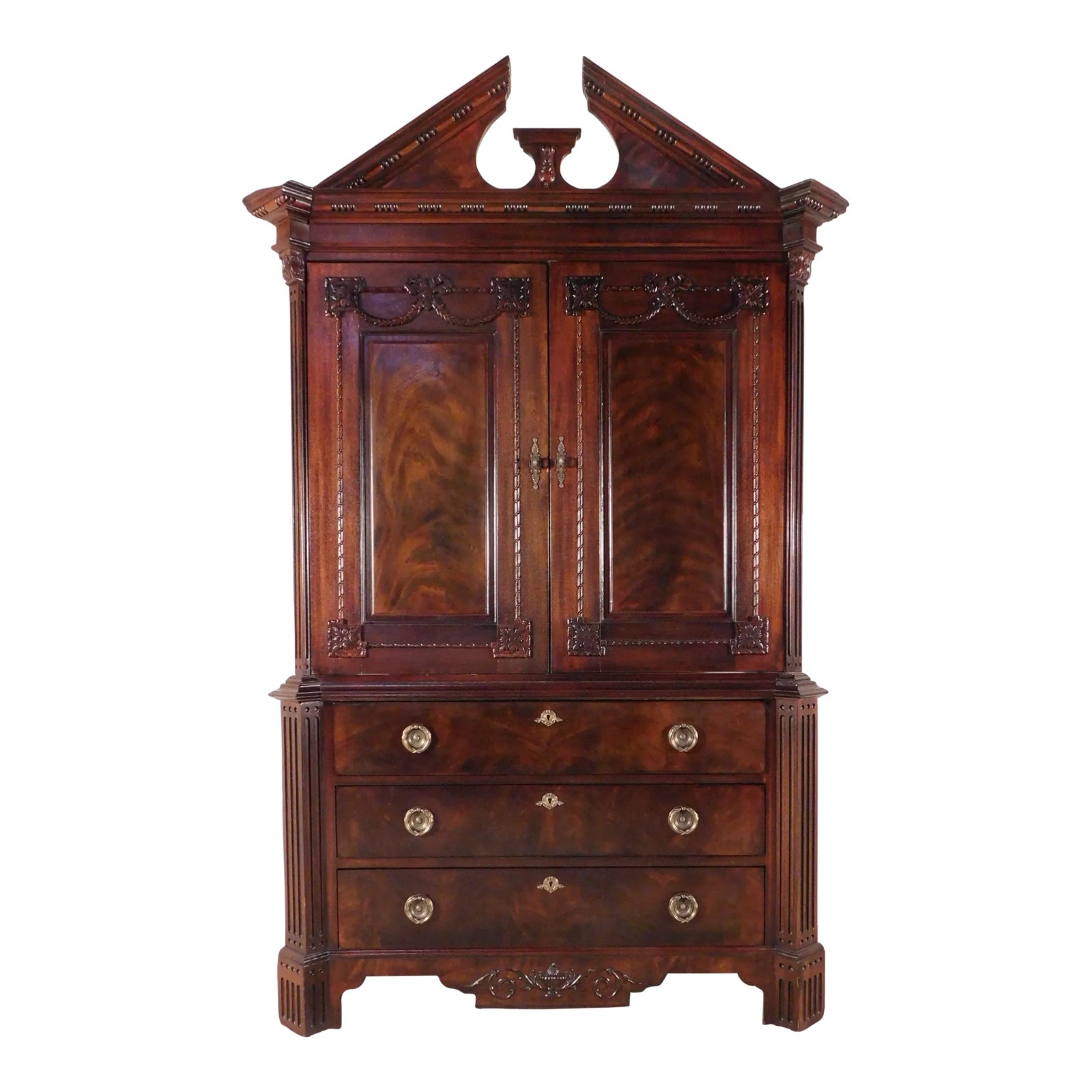Massive Drexel Heritage Nine Elms Flame Mahogany Tv Armoire | Chairish