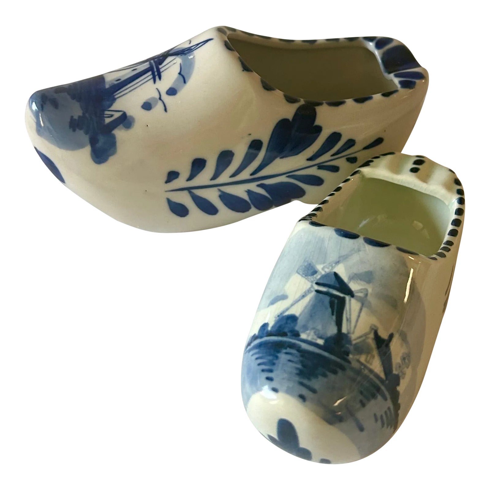 Mid 20th Century Delft Hand Painted Blue and White Ceramic Mini Clogs ...