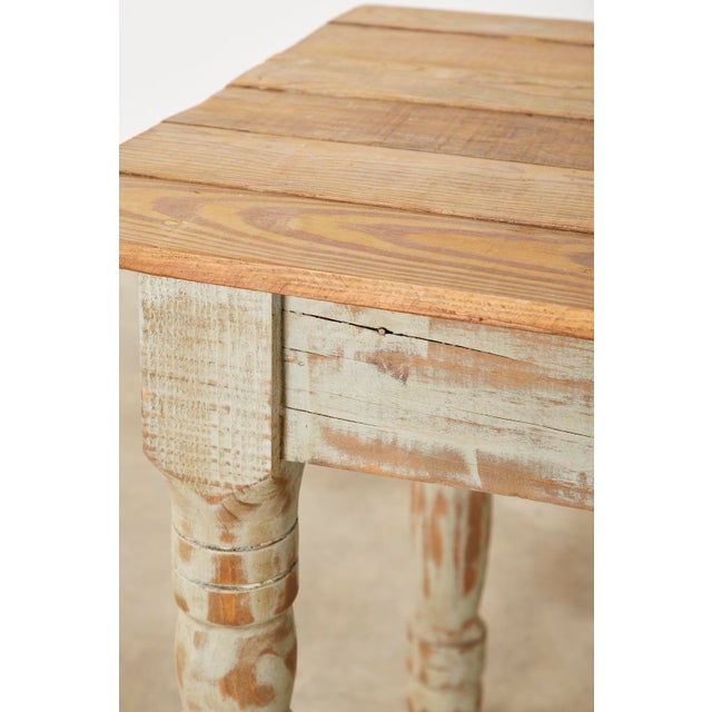 American Country Sage Painted Pine Farmhouse Dining Table | Chairish