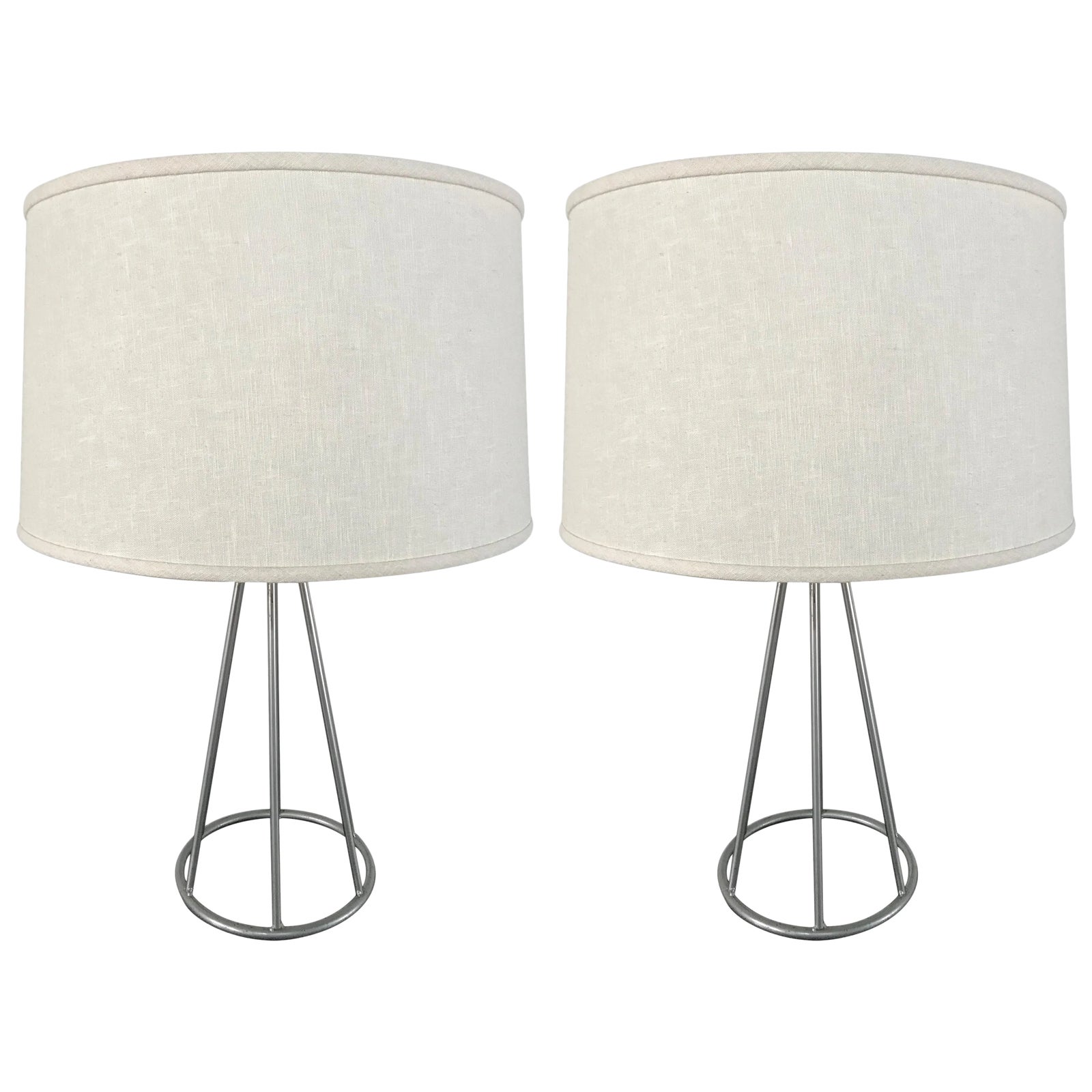 Pair of Postmodern Steel Frame Lamps | Chairish