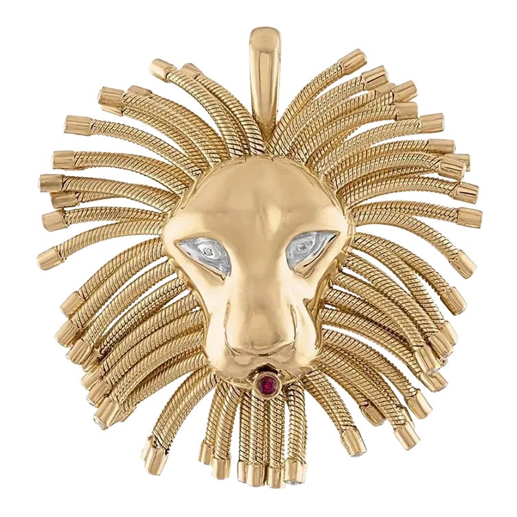 Roar Lion Locket in Yellow Gold | Chairish