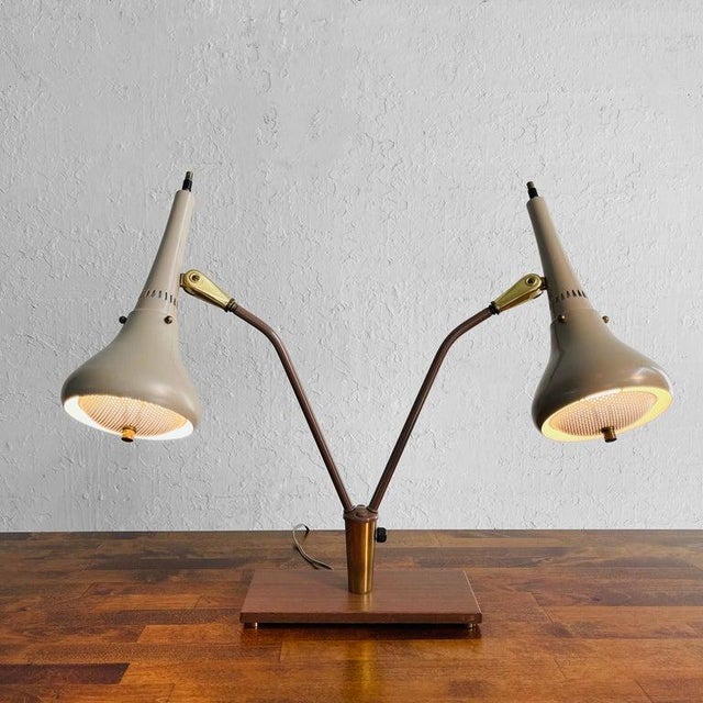 1950s Gerald Thurston for Lightolier Double Desk Lamp, Unmarked | Chairish