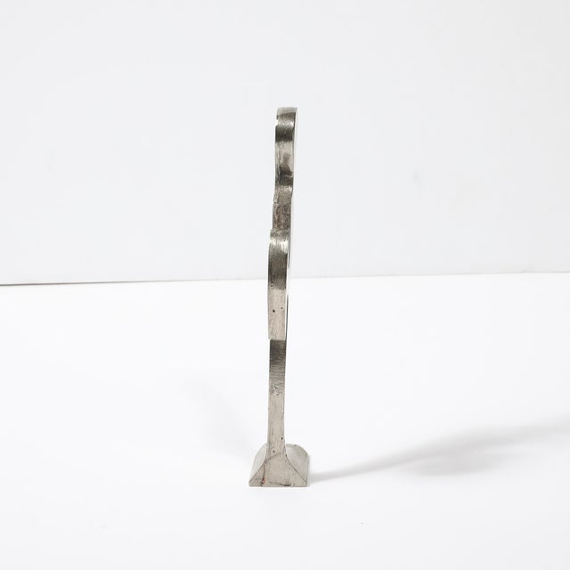 Modernist Abstract Figural Sculpture in Brushed Pewter Manner of Willi ...