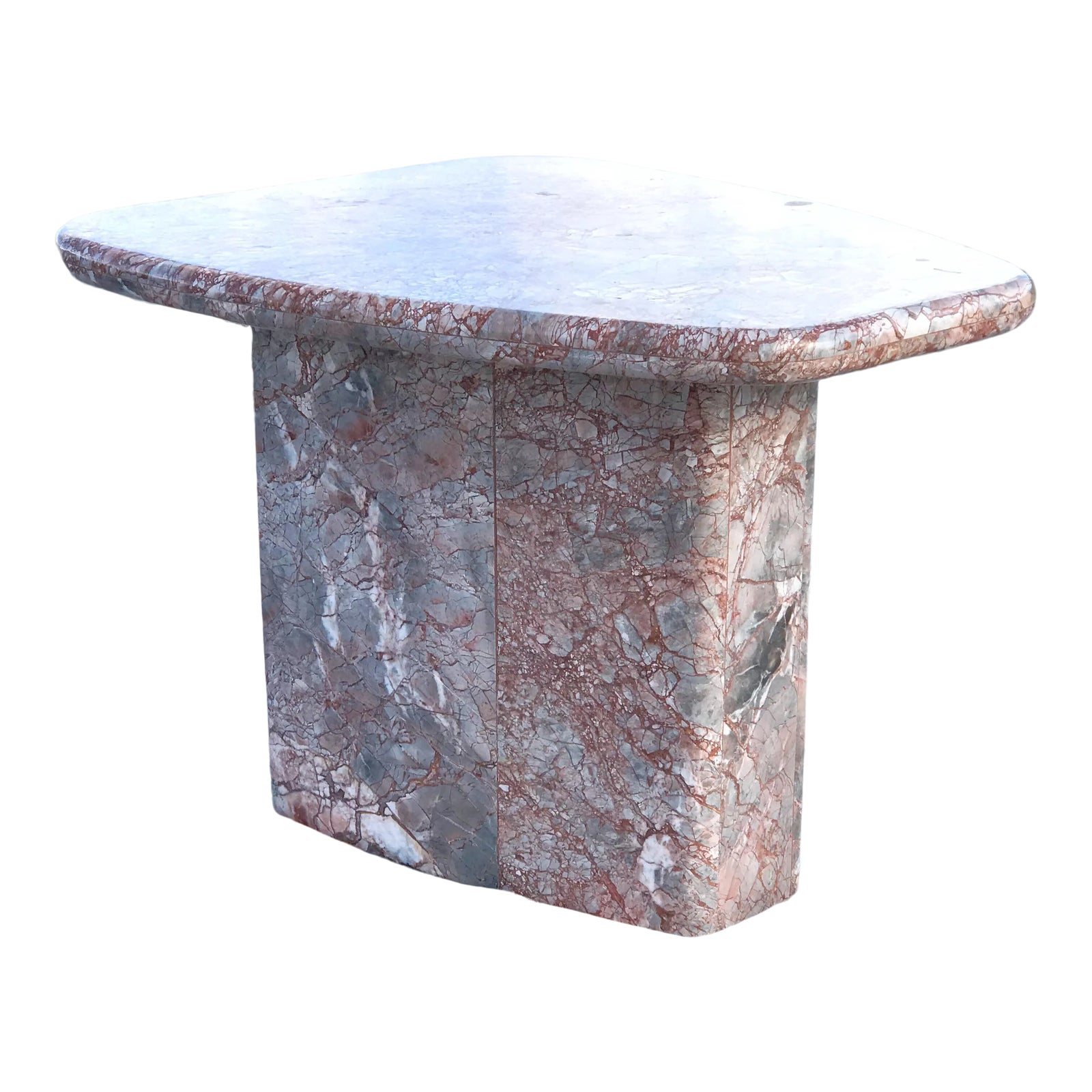 Postmodern Pink, Orange and Gray Marble Side Table | Chairish