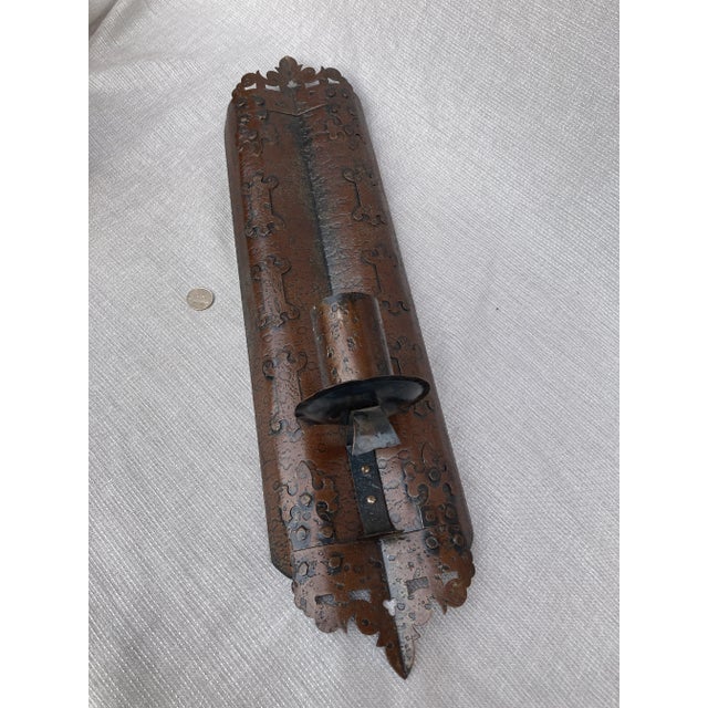 Vintage French Gothic Medieval Wrought Iron Candle Wall Sconce | Chairish