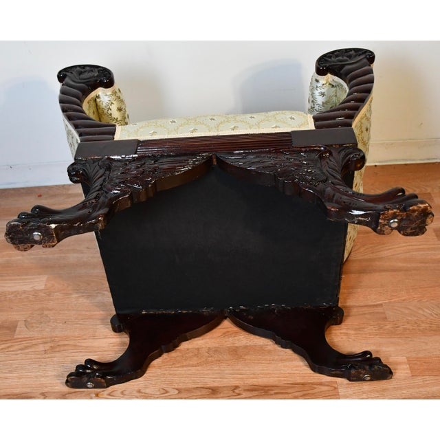 1900 Antique Empire Carved Mahogany Spring-Seat Chair / New Upholstery ...