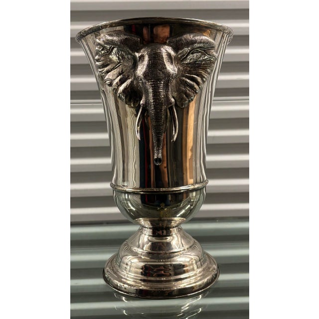 Handmade Silverplate Champagne Cooler With Elephant Head Handles | Chairish
