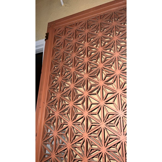 Pair of 1950's Japanese Kumiko Architecture Technique Wood Panel Doors ...