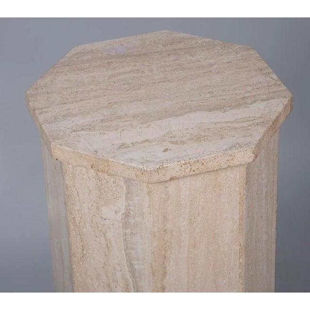 Mid Century Travertine Octagonal Pedestal | Chairish