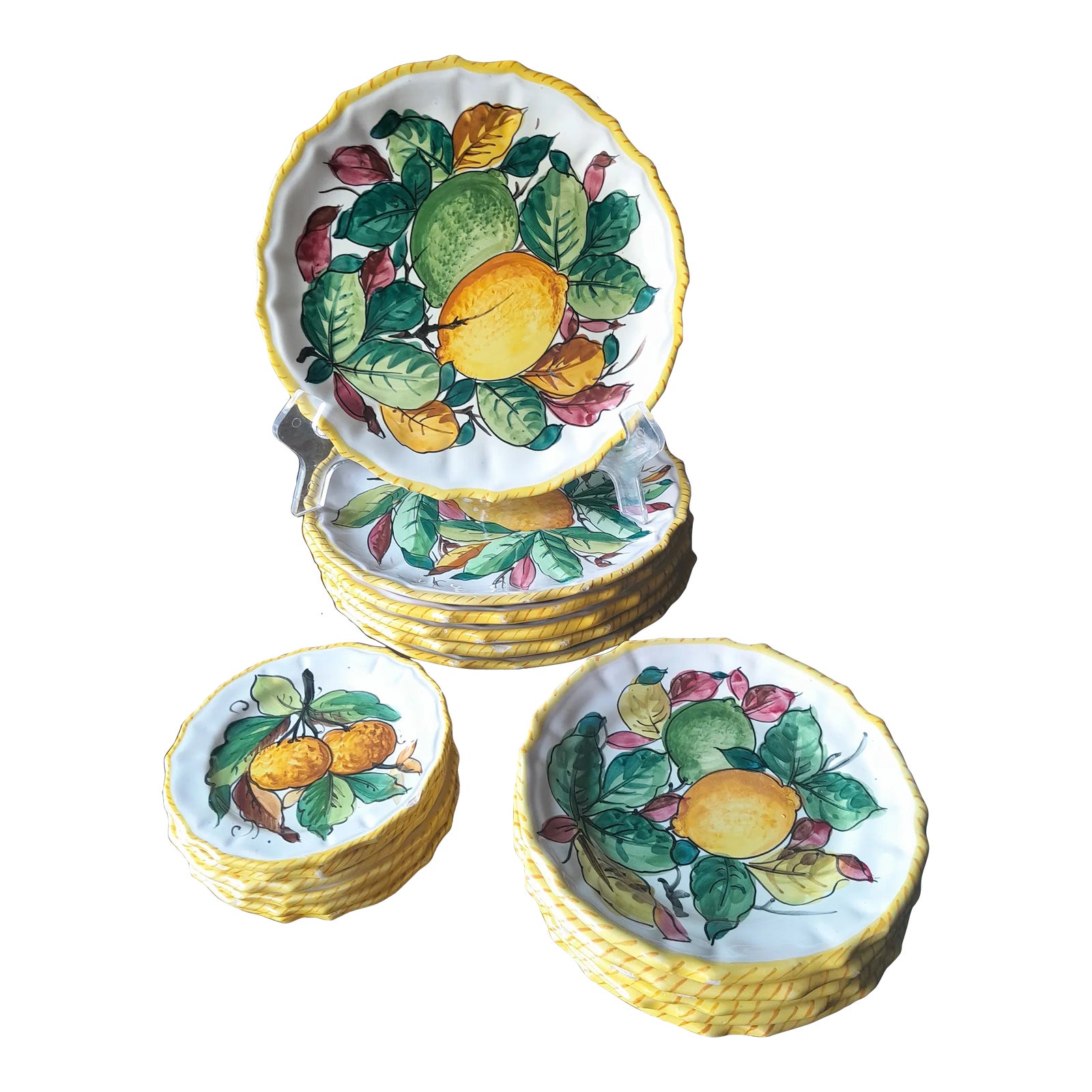 Vintage Handmade Italian Porcelain Botanical Dinnerware With Lemon and ...