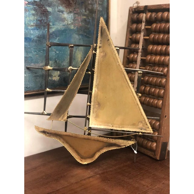 Vintage Mid-Century Modern Metal Welded Gold/Bronze Colored Ship Model ...