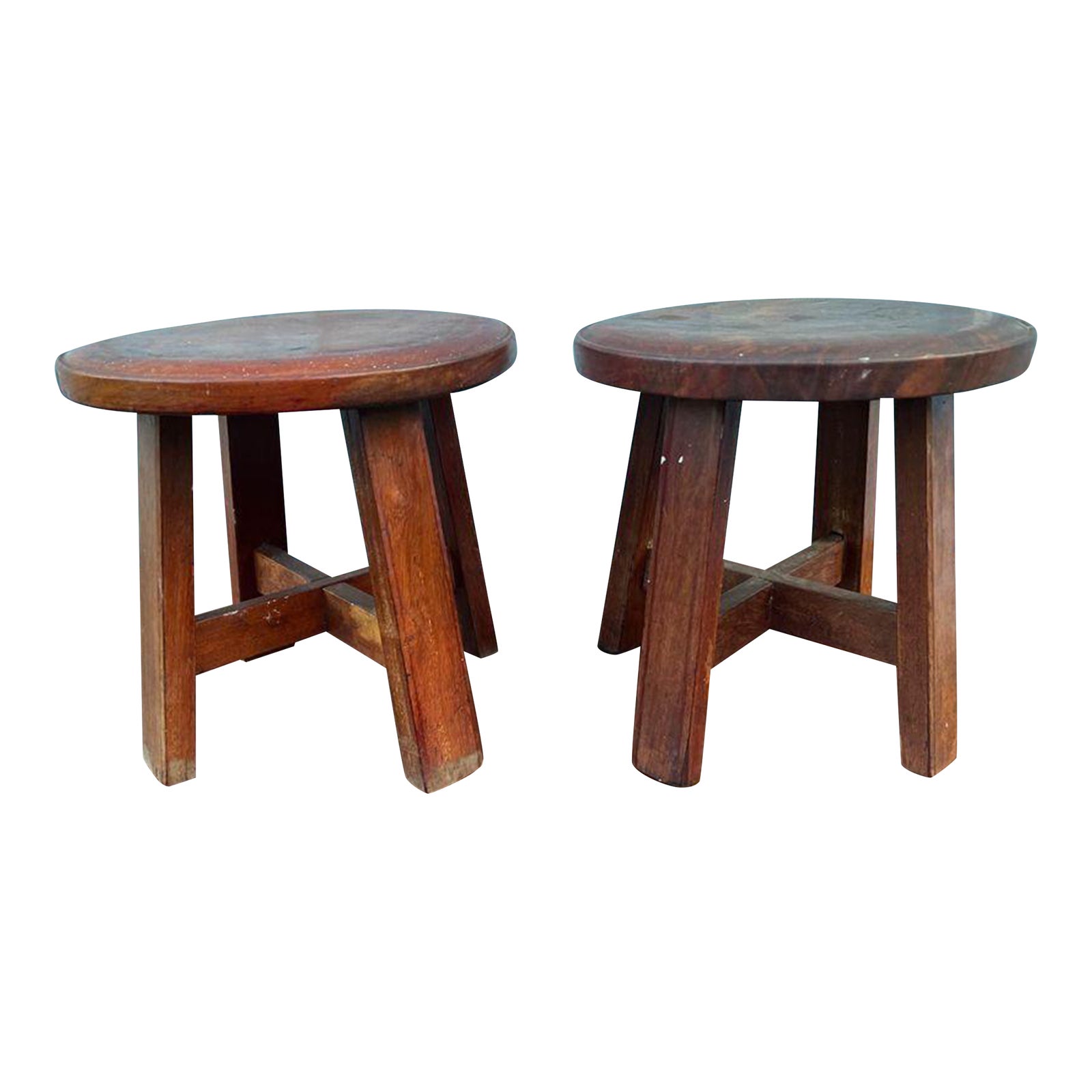 Early 20th Century Pair of Antique American Primitive Style Hardwood ...