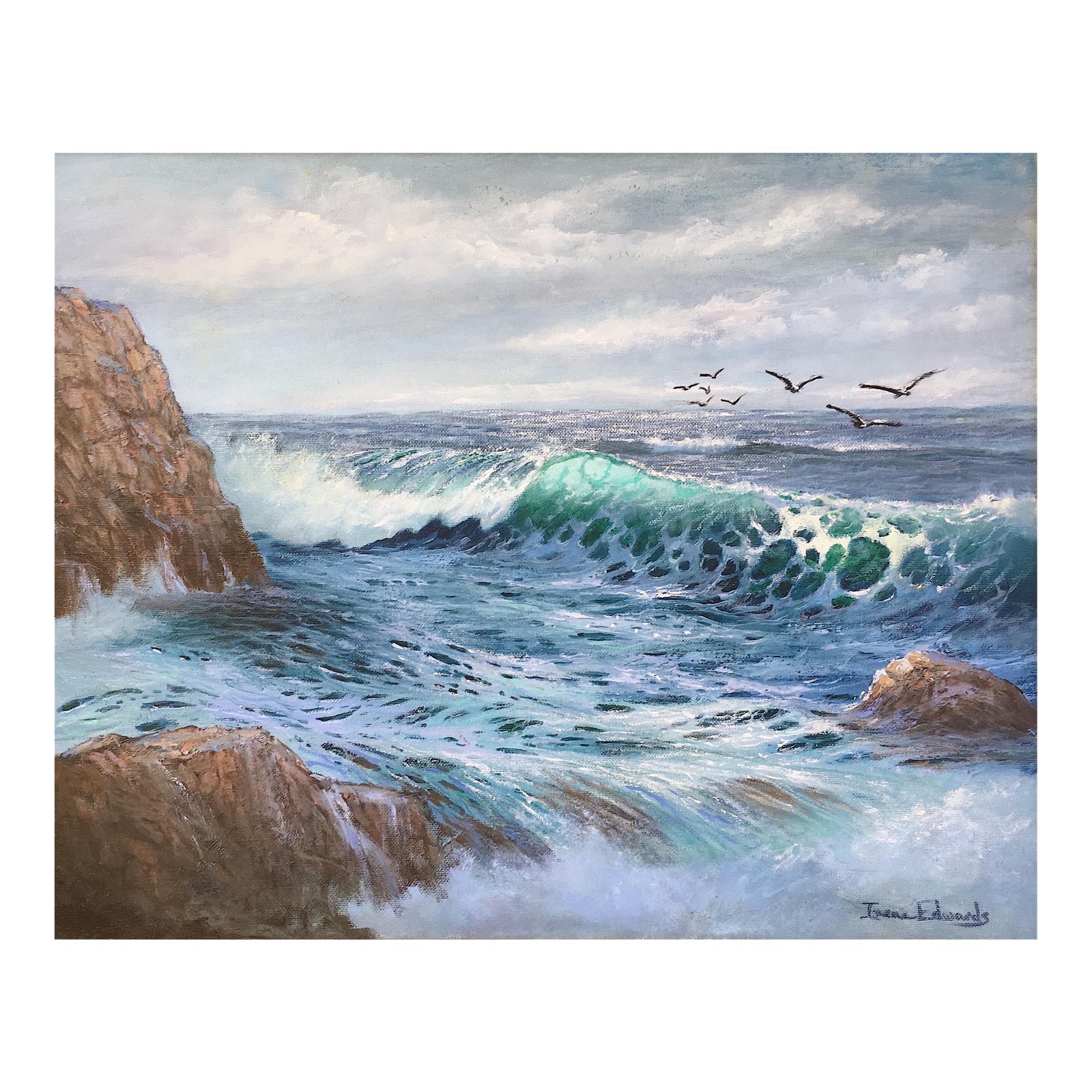 Seascape of Monterey Coast - Oil Painting by Irene Edwards | Chairish