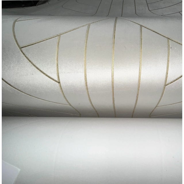 Phillip Jeffries White Velvet Cocoon Wallpaper, Lasercut Gilt Velvet ...
