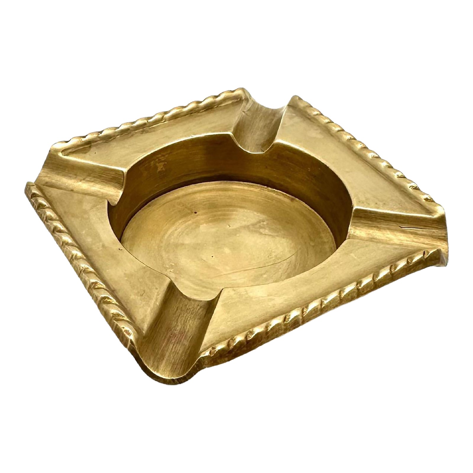 Vintage Solid Brass Ashtray | Chairish