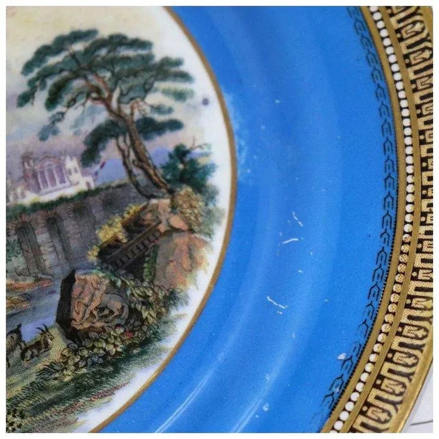 English Prattware Transferware Pottery Landscape Folly Plate | Chairish