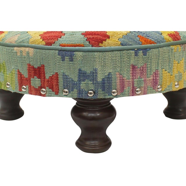 Tribal Kilim Upholstered Handmade Cocktail Ottoman | Chairish