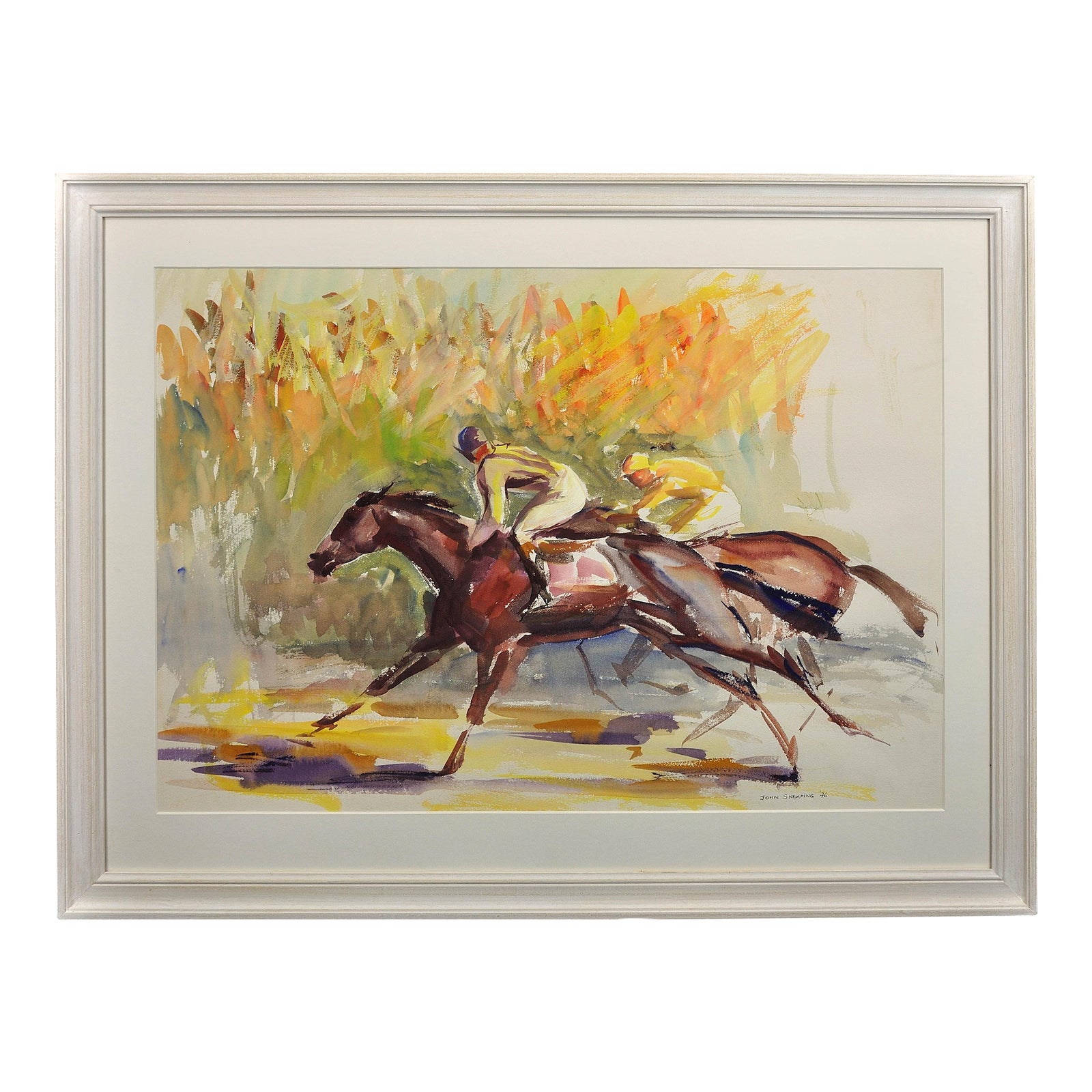 1976 "On the Gallops" Gouache Painting by John Rattenbury Skeaping ...