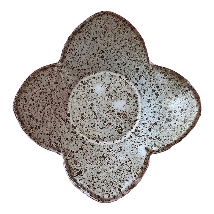Four Petal Flower Catchall Trinket Ring Dish With Circle Center ...