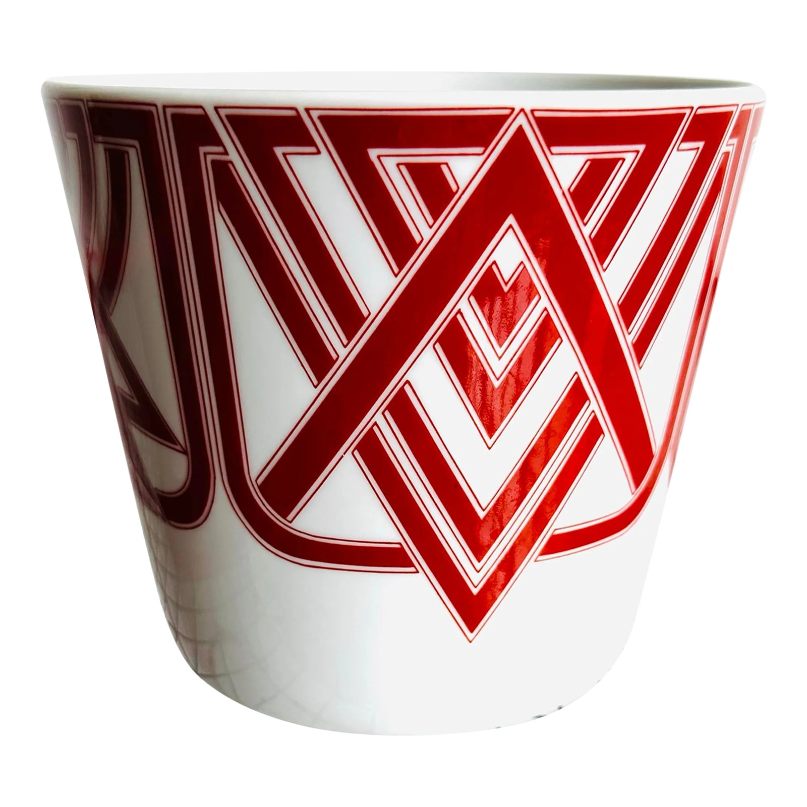 Fitz and Floyd Ritz Pattern Ceramic Planter in Red | Chairish
