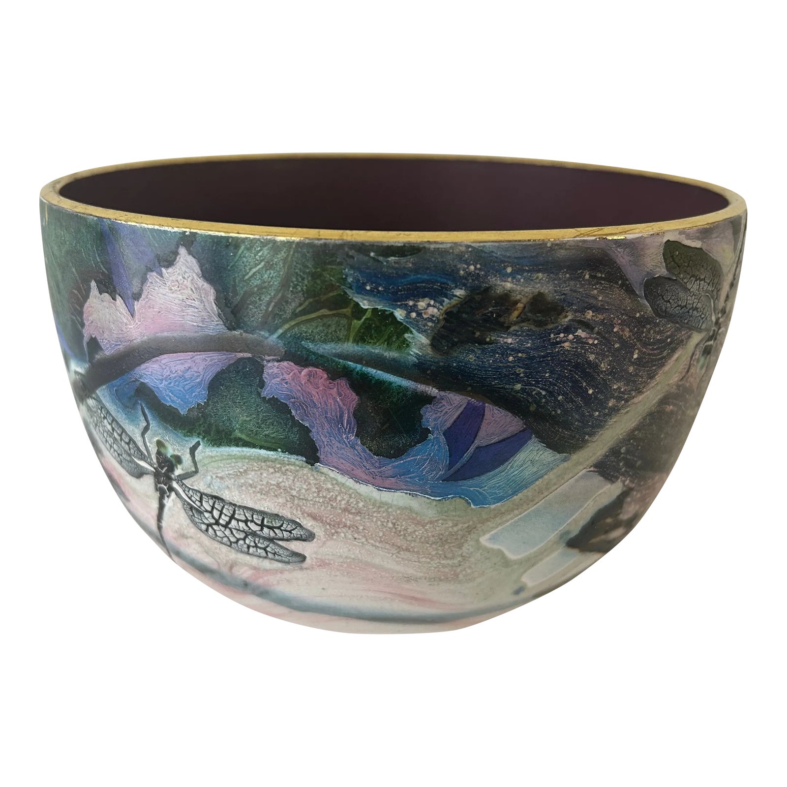 Vintage Ceramic Art Vessel - Dragonfly Bowl by Patrick Dragon | Chairish