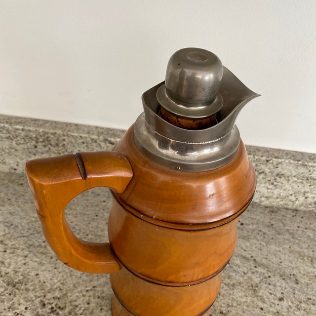 Mid 20th Century Faux Bamboo Aldo Tura Wood Flask | Chairish