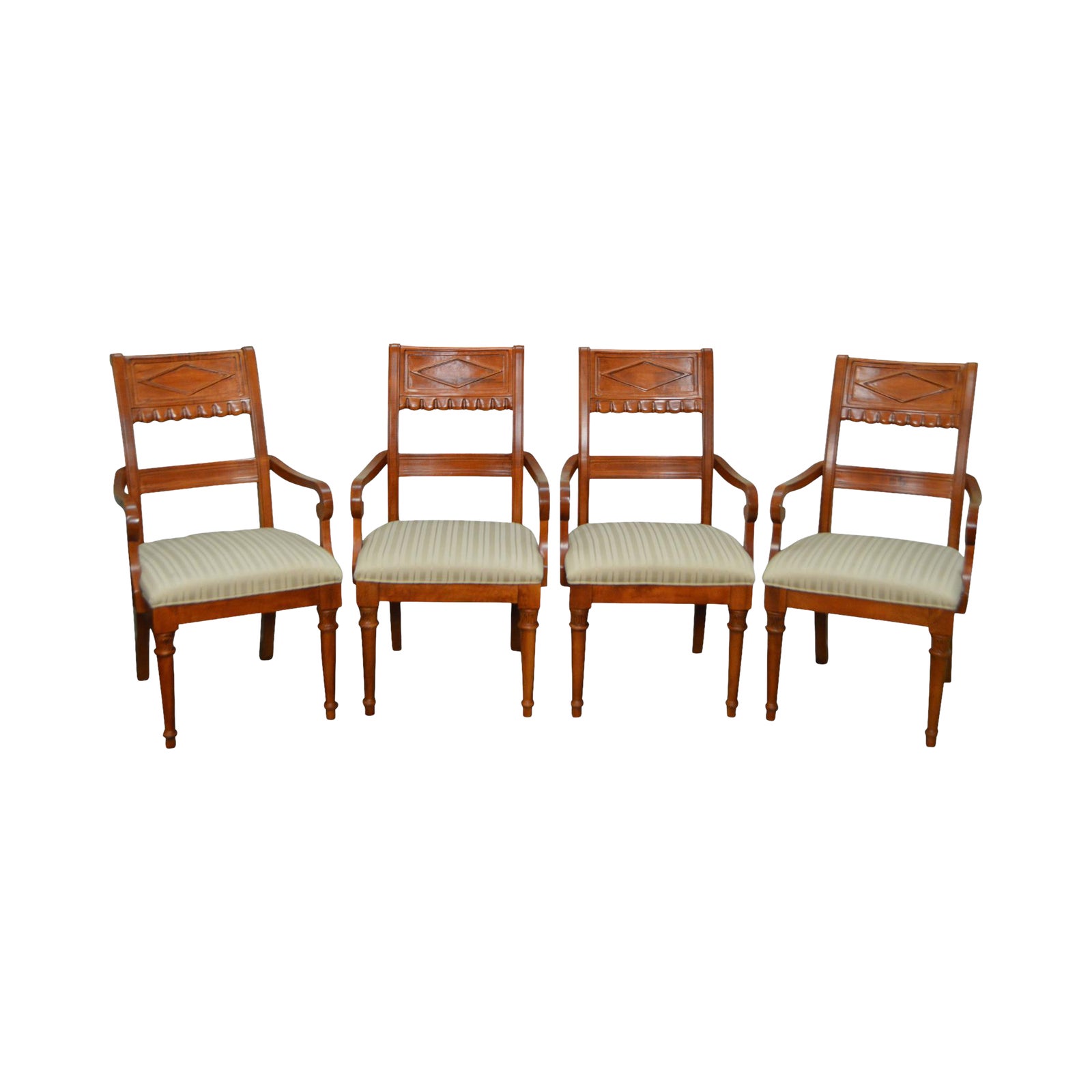 Lexington Regency Style Set of 4 Cherry Wood Arm Chairs | Chairish
