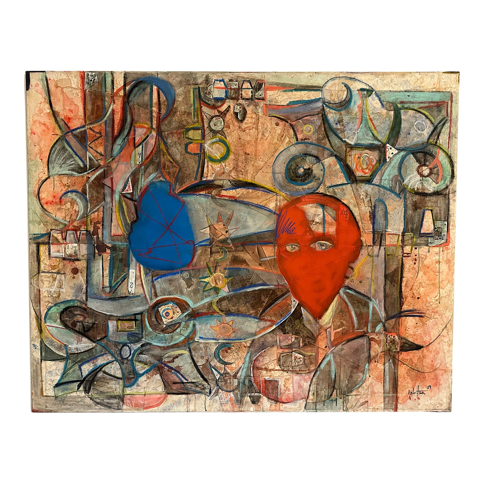 Abstract Painting Mixed Media ‘Bezigue’ by Texas Artist Jason Stallings ...