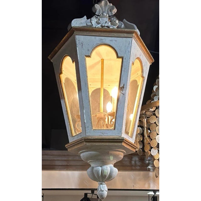 18th C Style Italian Painted and Giltwood Six Sided Lantern Chandelier ...