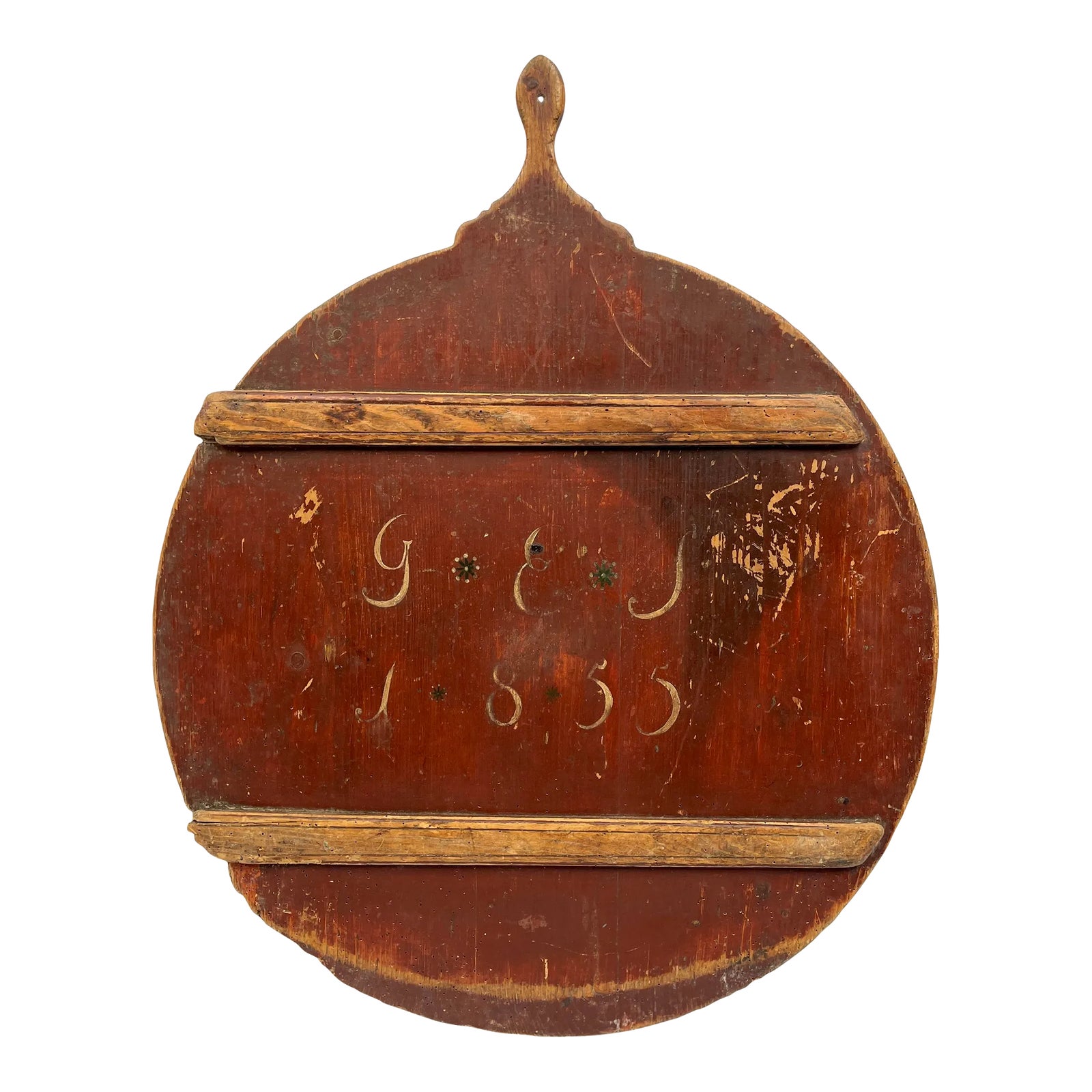 Antique Hand Painted Monogrammed German Bread Board Dated 1855 | Chairish