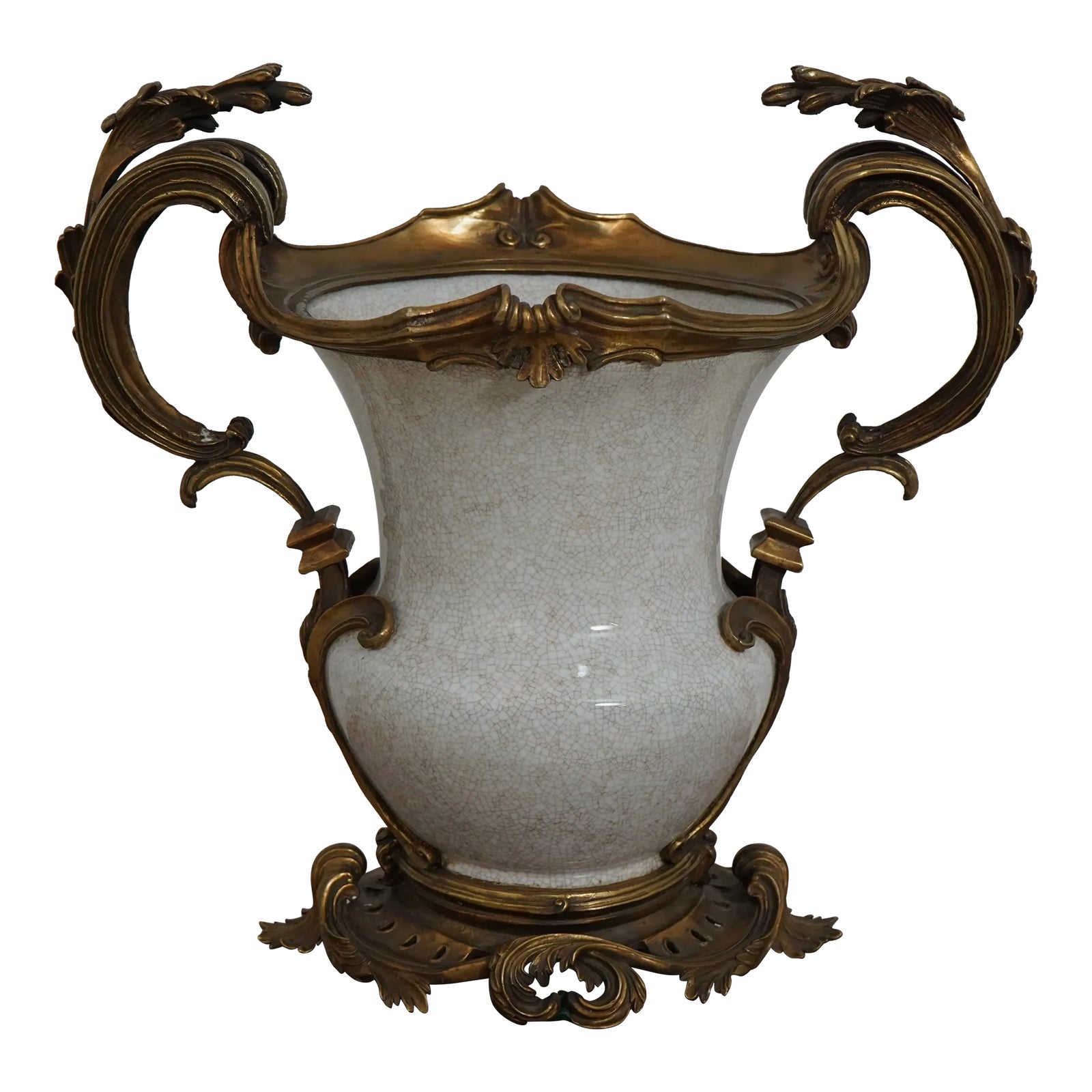 French Louis XIV Style Bronze & Porcelain Urn | Chairish