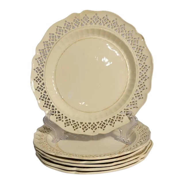 Late 18th Century Reticulated Creamware Plates- Set of 6 | Chairish