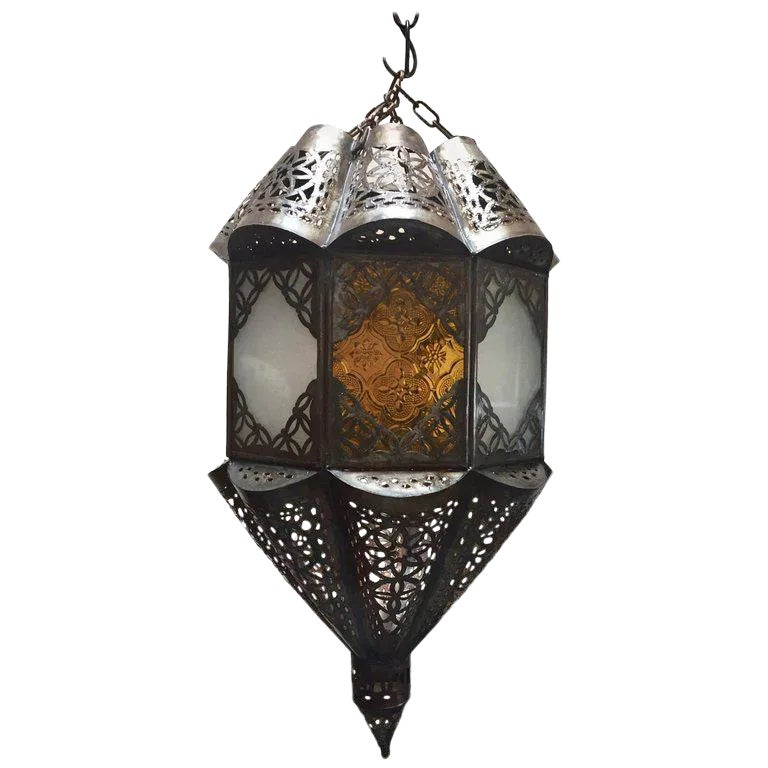 Moroccan Lantern Handcrafted Moorish Metal and Glass | Chairish