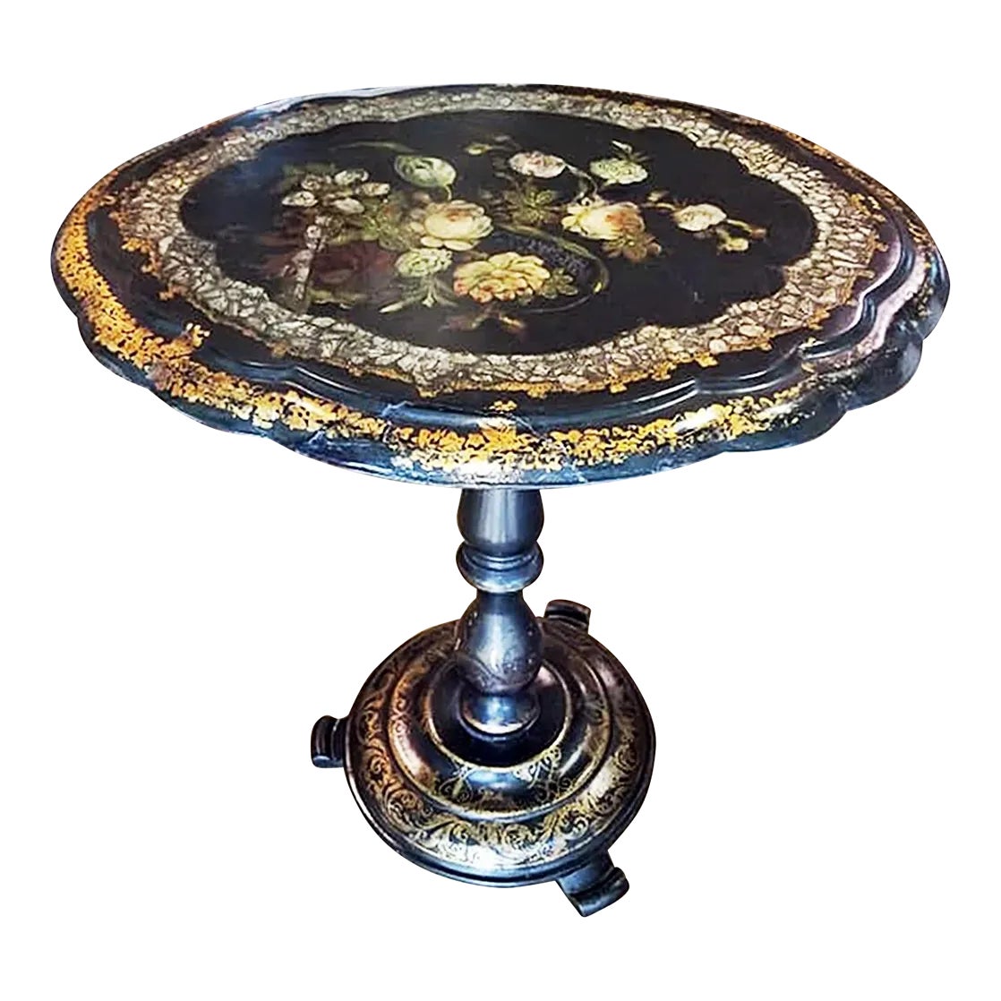 1900s Paper Mache' Tilt Top Tea Table | Chairish