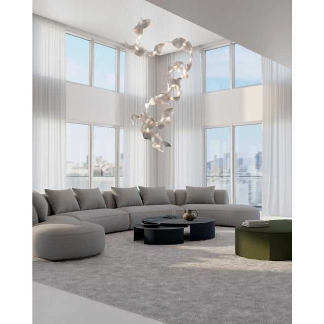 Dune 8 with Eight Shades Handmade Hanging Lamp with Silver Anodized Shades by Moss | Chairish