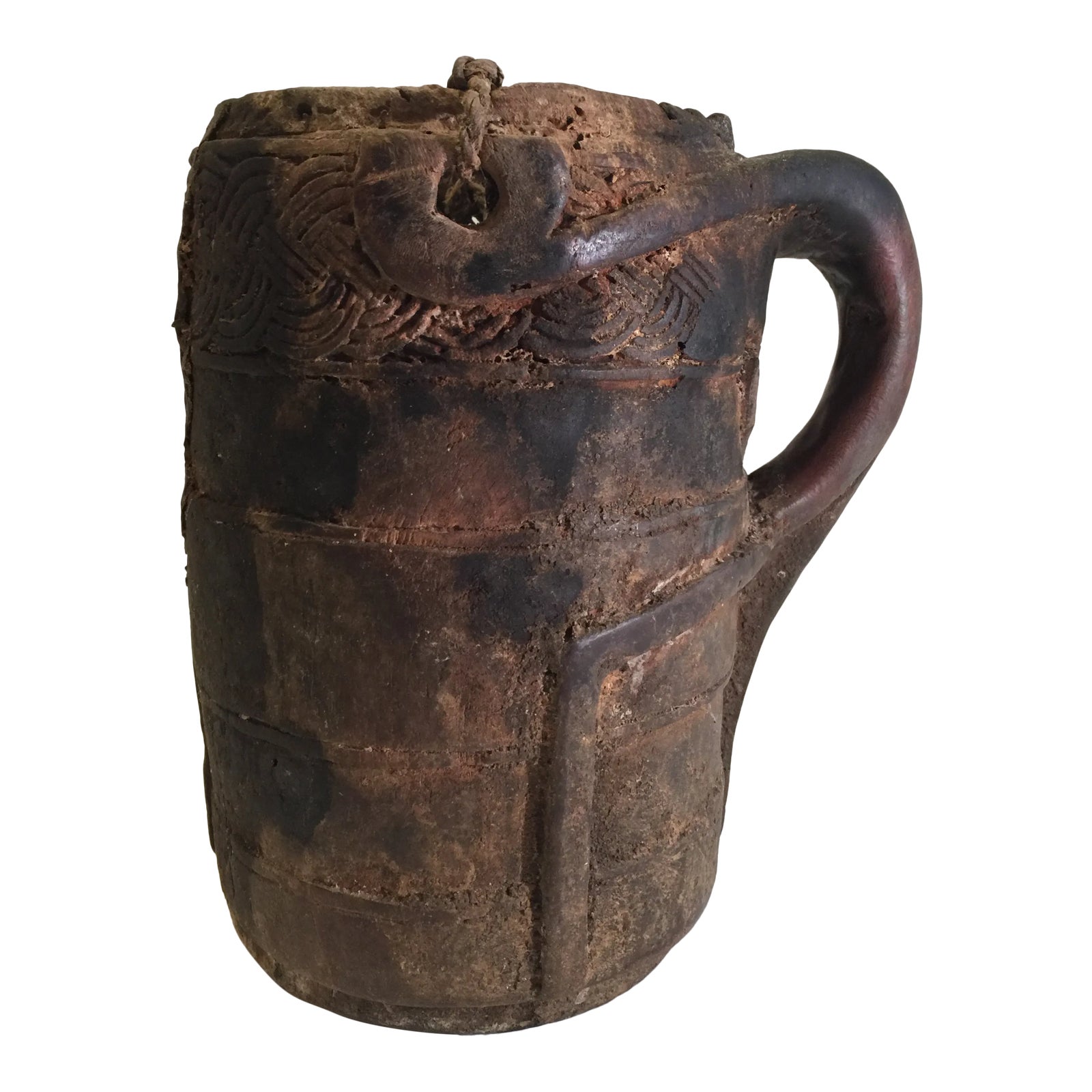 Antique Nepalese Carved Wooden Vessel | Chairish